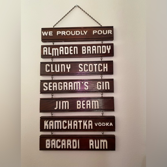 Wall Decor | Vintage Wooden Hanging Bar Sign | Poshmark